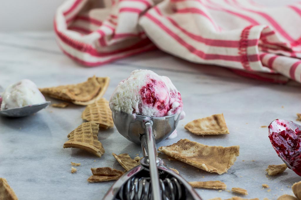 Raspberry Swirled Goat Cheese Ice Cream - The Hungary Buddha Eats the World